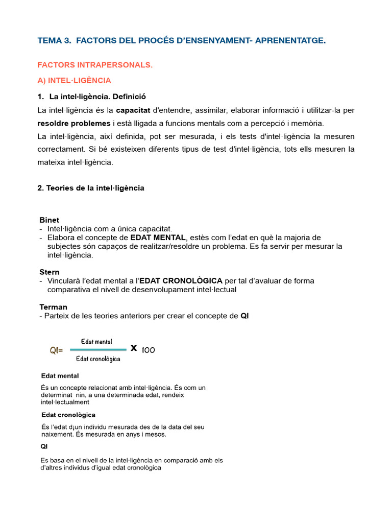 Apunts Tema 3- Factors Intrapersonals | PDF