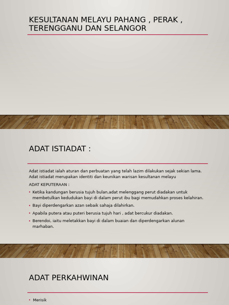 Kesultanan Melayu Pahang, Perak, Terengganu Dan | PDF
