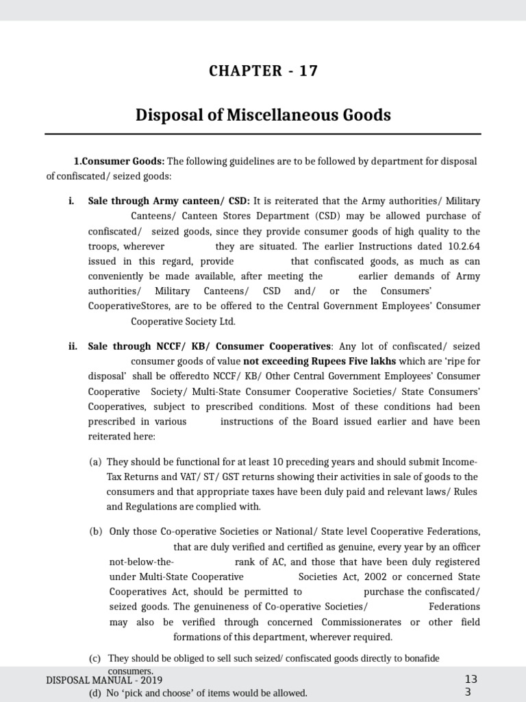 2019 Disposal Manual for Confiscated Goods | PDF | Unmanned Aerial ...