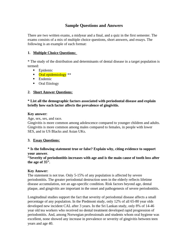 Sample Questions and Answers | PDF