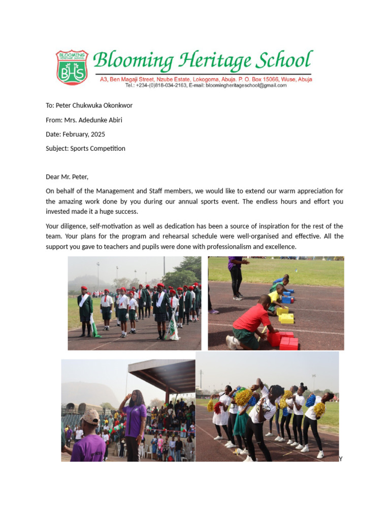 Letter of Appreciation Sports Day | PDF | Christmas