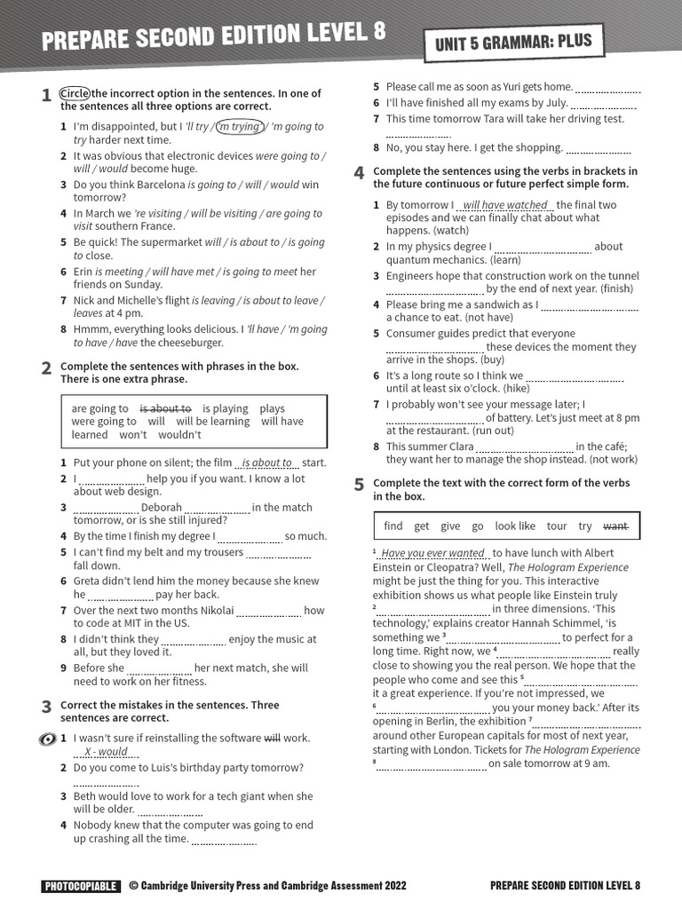 PREPARE L8 Grammar Unit 05 Plus | PDF