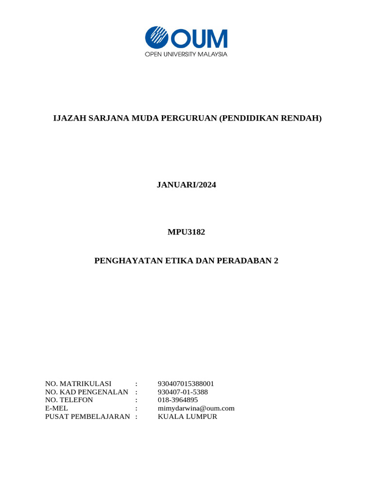 Assignment Mpu3182 | PDF