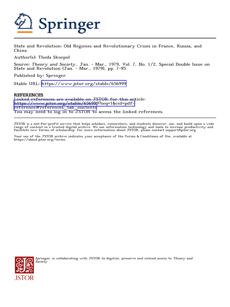 Skocpol StateRevolutionOld 1979 | PDF | State (Polity) | Revolutions