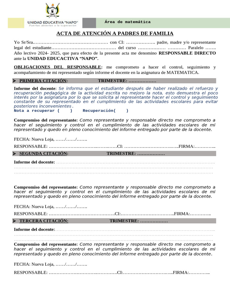 Acta de Atencion A PPFF | PDF