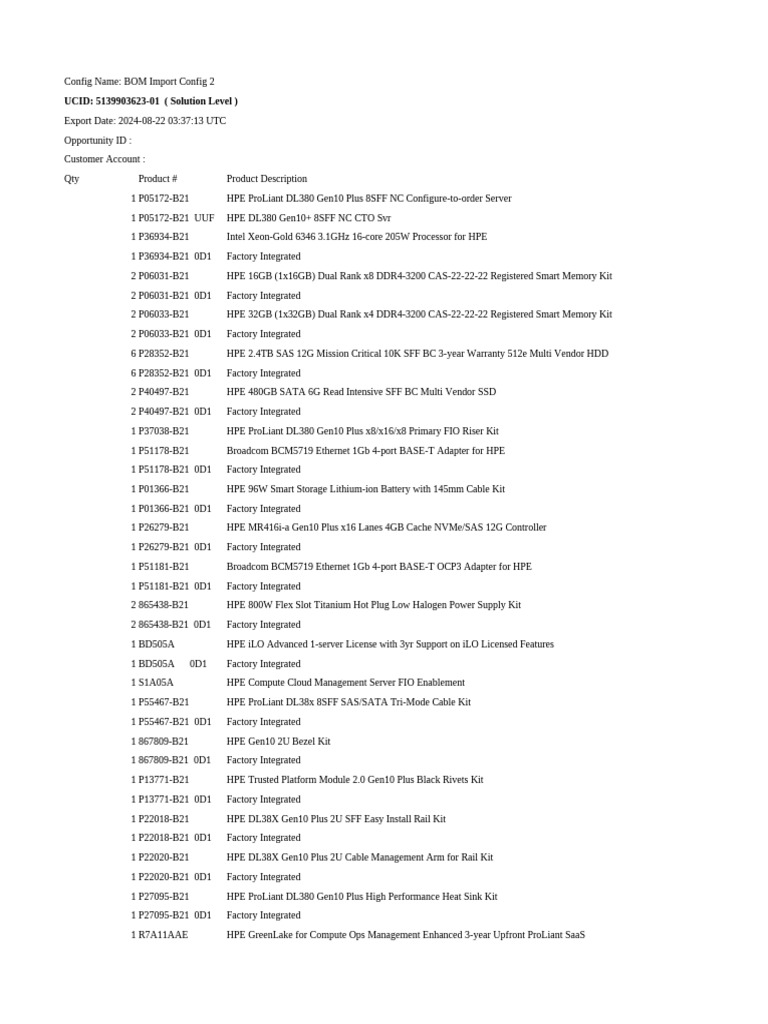 BOM_Import_Config_2_5139903623-01 | PDF | Office Equipment | Computer ...