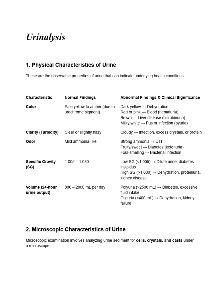 Urinalysis | PDF | Urinary Tract Infection | Medical Specialties