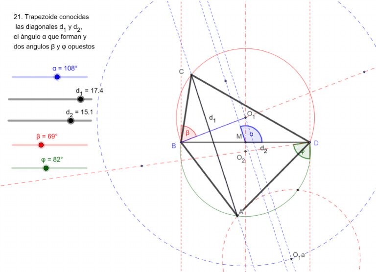 Trapezoide Conocidas Las Diagonales, El Ángulo Que Forman y Dos Angulos ...