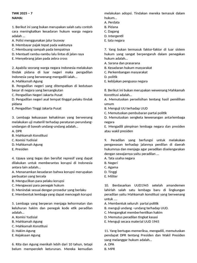 Latihan Soal TWK 2025 - 7 | PDF