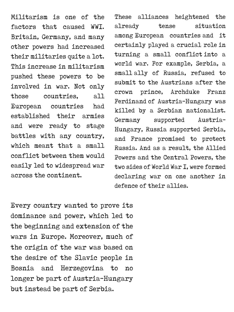 Causes of World War I Explained | PDF | Austria Hungary | World War I