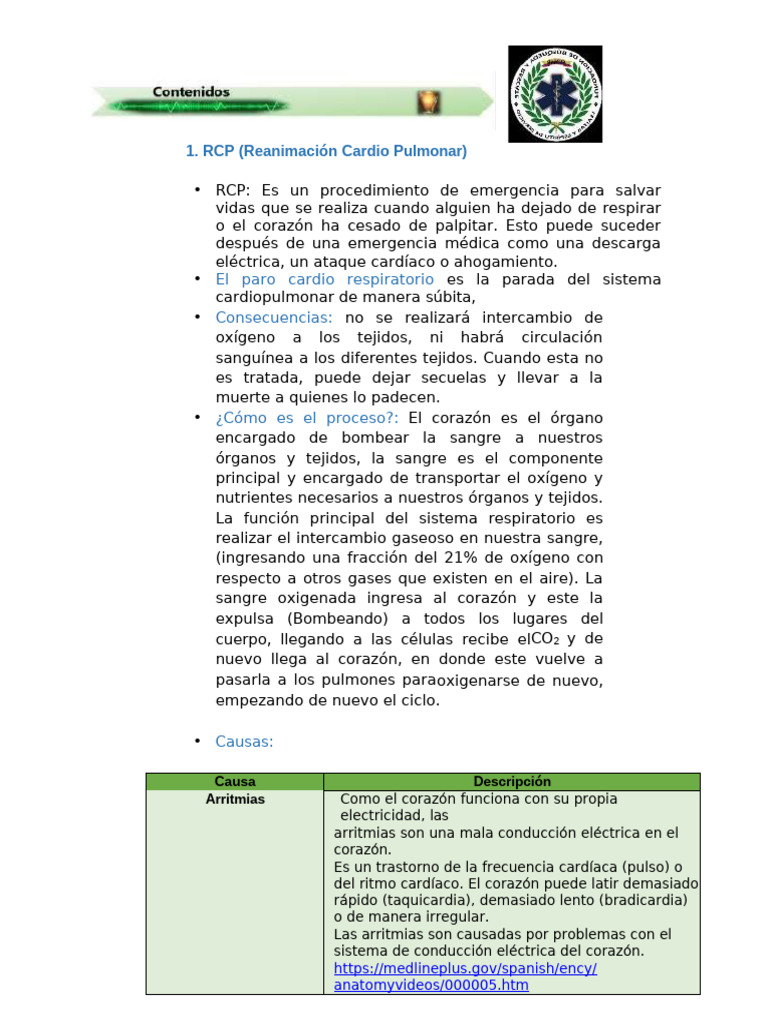 RCP | PDF | Reanimación cardiopulmonar | Corazón