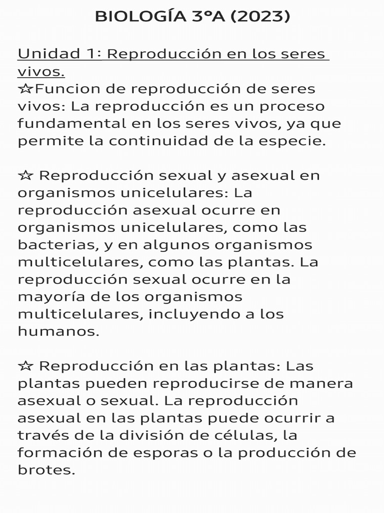 Biología 3°A (2023) | PDF