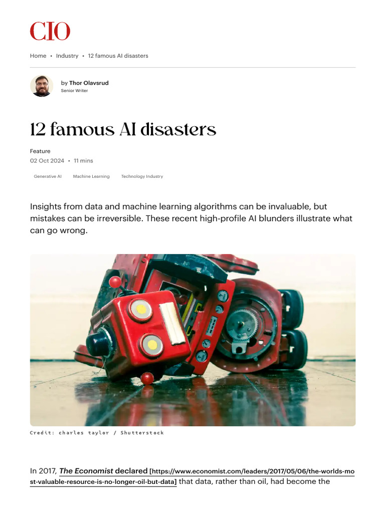 12 Famous AI Disasters - CIO | PDF | Artificial Intelligence ...