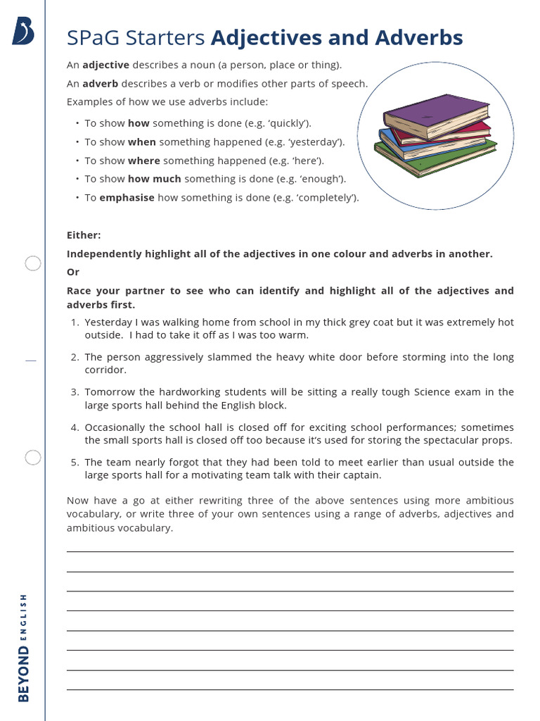 SPaG Starters: Adjectives & Adverbs | PDF | Adverb | Adjective