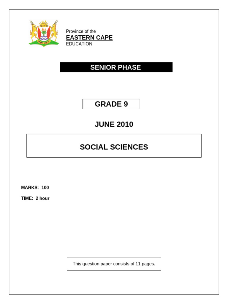 Grade 9 Social Sciences Exam Paper | PDF