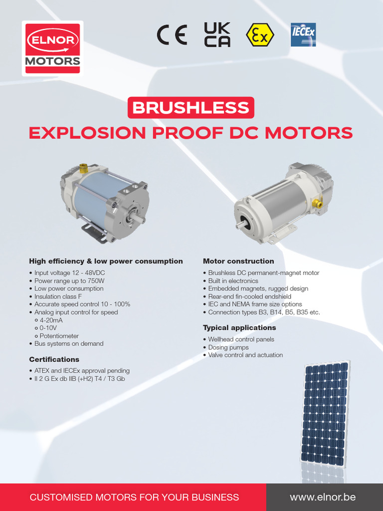 Elnor Motors - Brushless Explosion Proof Motors Brochure | PDF