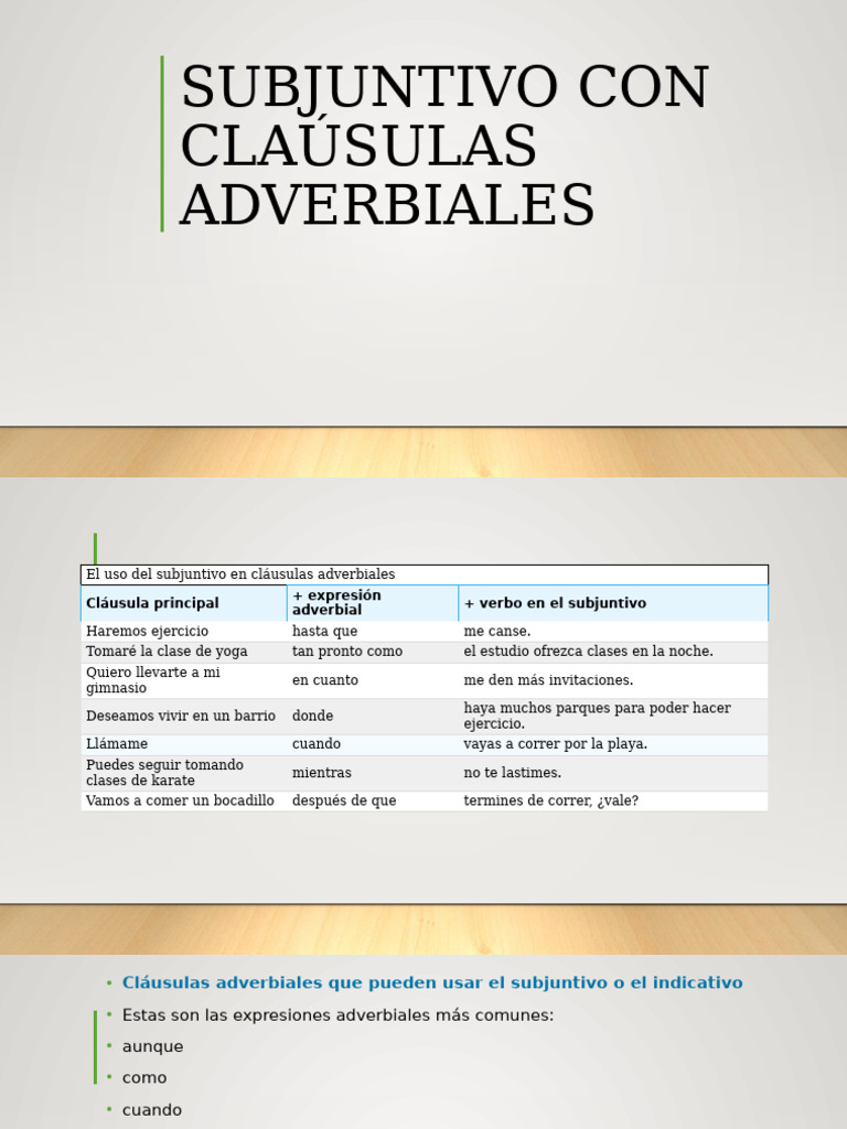 Uso del subjuntivo en adverbiales | PDF | Lingüística