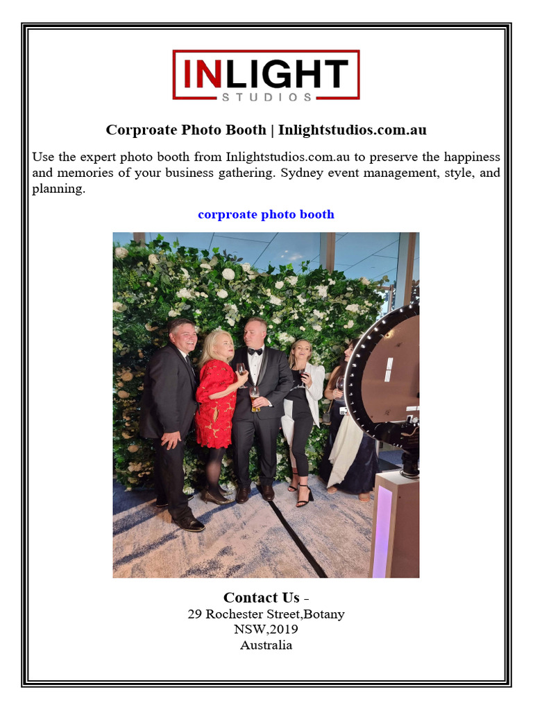 Corproate Photo Booth Inlightstudios - Com.au | PDF