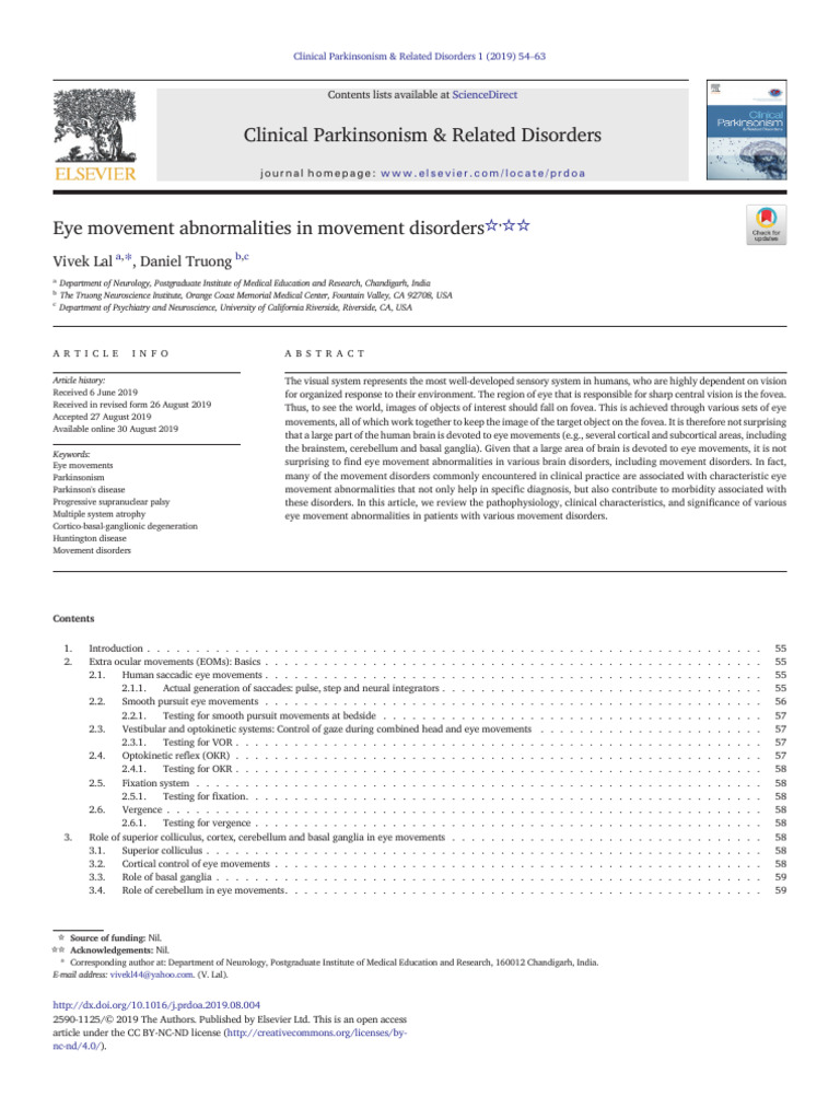 Eye Movement Abnormalities in Disorders | PDF | Basal Ganglia | Nervous ...