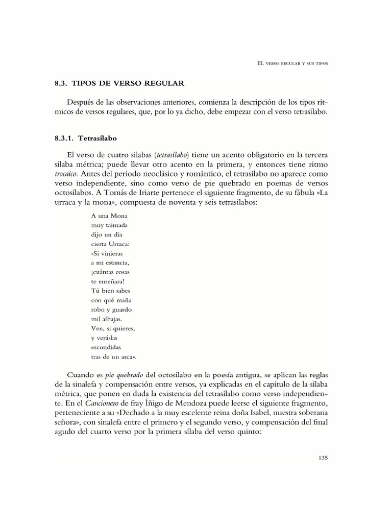 Tipos de Versos Regulares | PDF