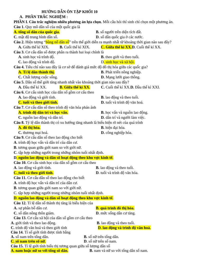 DL10 HS GK2 2025 HƯỚNG DẪN ÔN TẬP | PDF