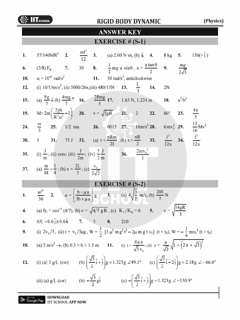 Physics Exercise Answer Key | PDF