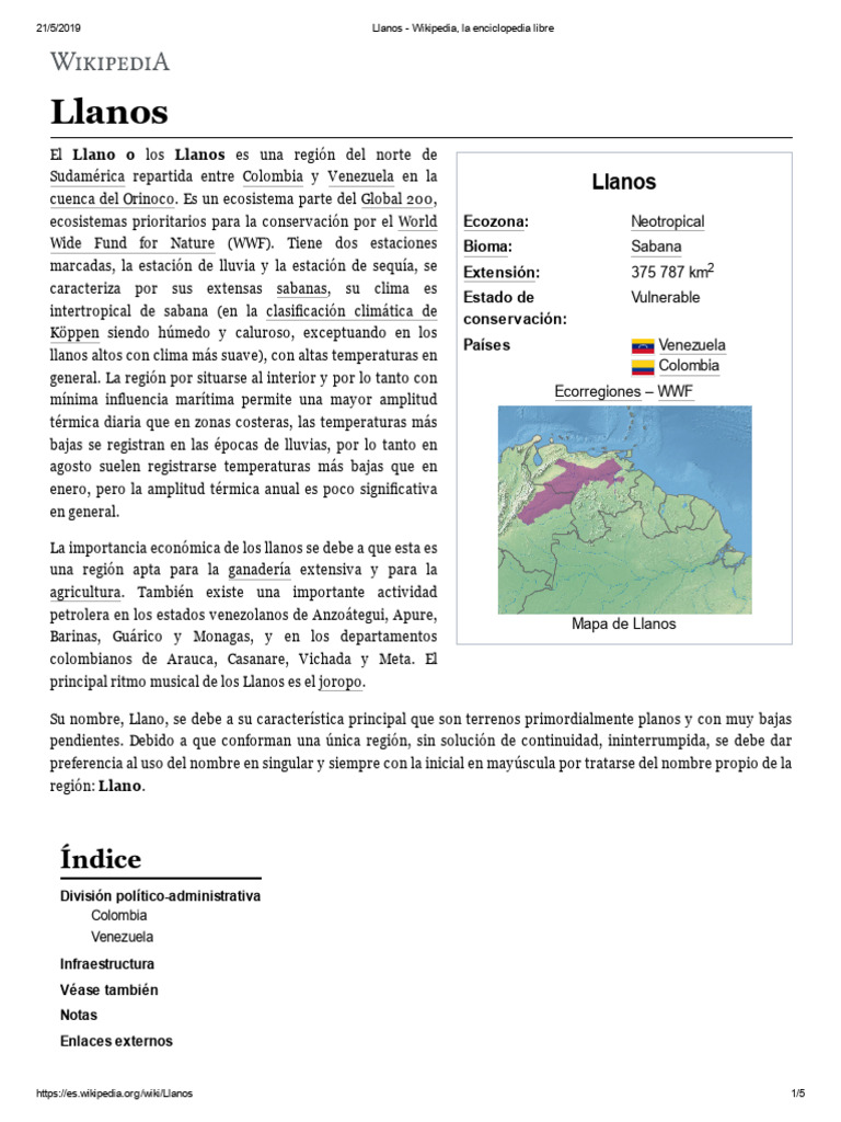 Llanos: Ecosistema y Economía en Sudamérica | PDF