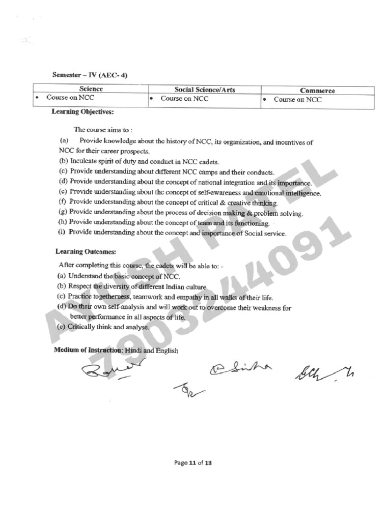 Aec 4 (Course On NCC) Syllabus.. | PDF