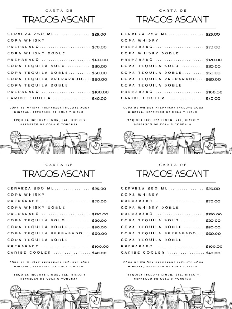 Menu Tragos | PDF