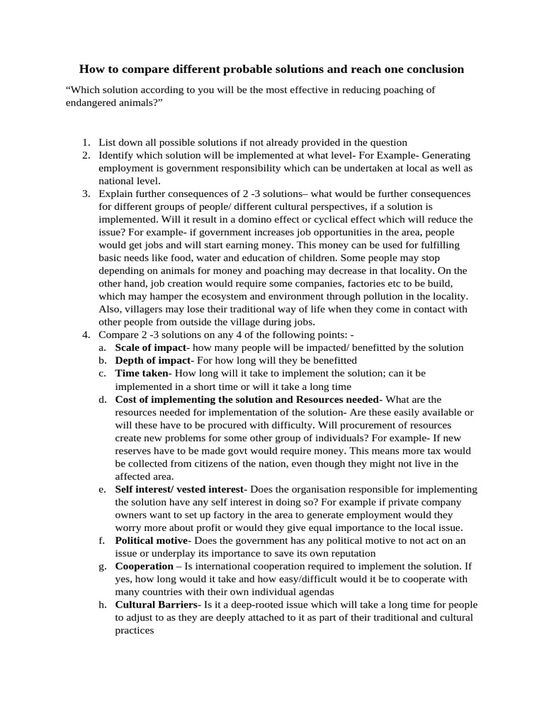 How To Compare Different Probable Solutions and Reach One Conclusion ...