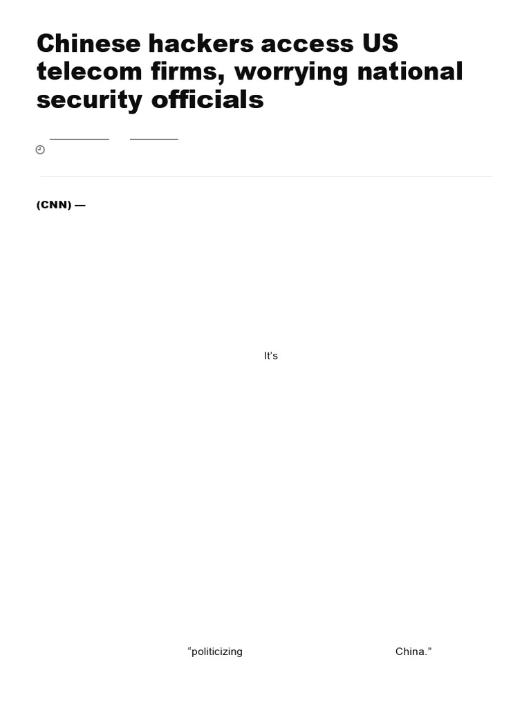 Chinese Hackers Target US Telecoms | PDF | Security Hacker | Computer ...