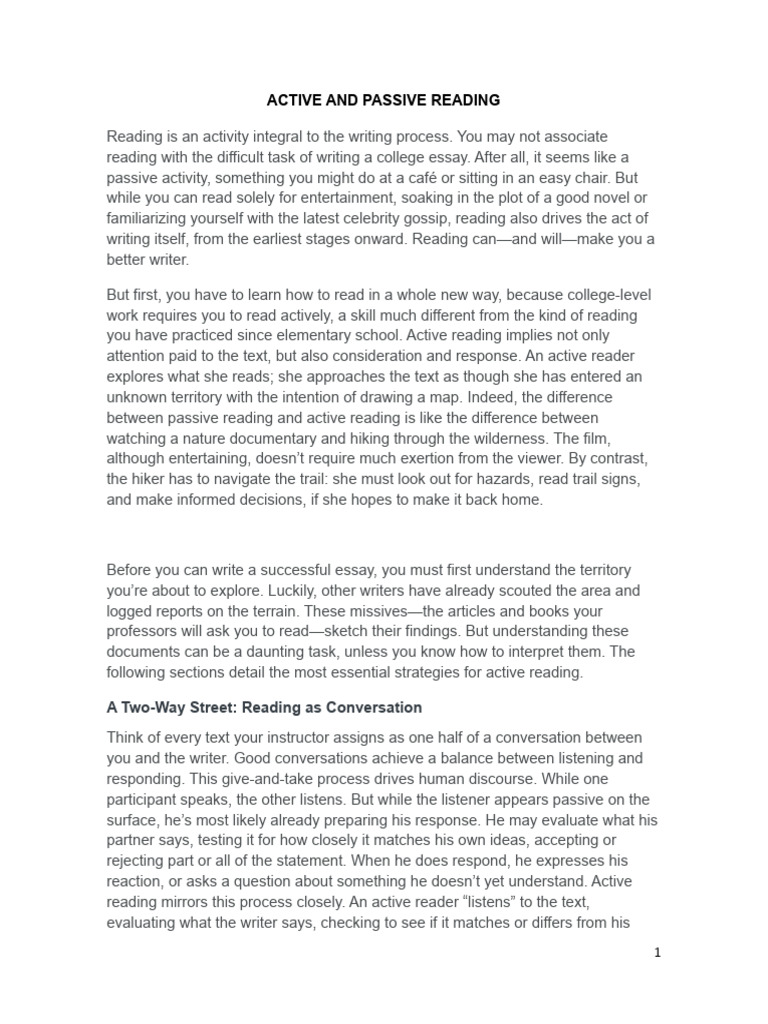 Active and Passive Reading | PDF | Conversation | Human Communication