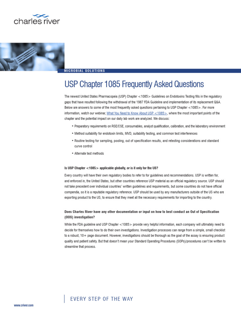 MS USP Chapter 1085 Frequently Asked Questions | PDF | Assay | Medical ...