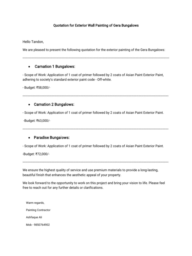 Quotation For Gera | PDF