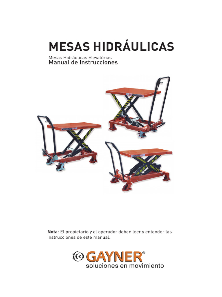 Manual Mesa Elevadora GAYNER 350kg (Factory) | PDF