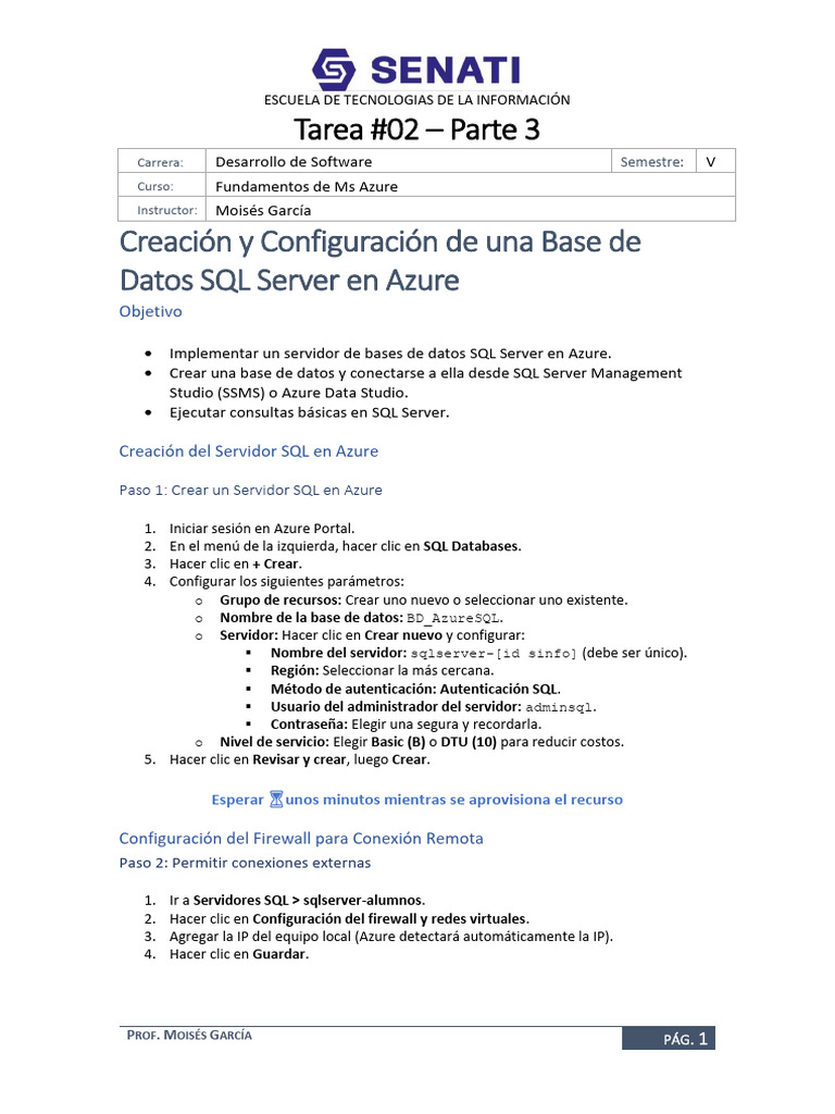 DS-S5-S02-Fundamentos de Microsoft Azure-Tarea 02-Parte 3 | PDF | Servidor SQL de Microsoft ...