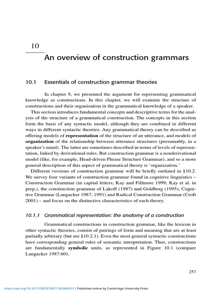 an-overview-of-construction-grammars | PDF | Syntax | Subject (Grammar)