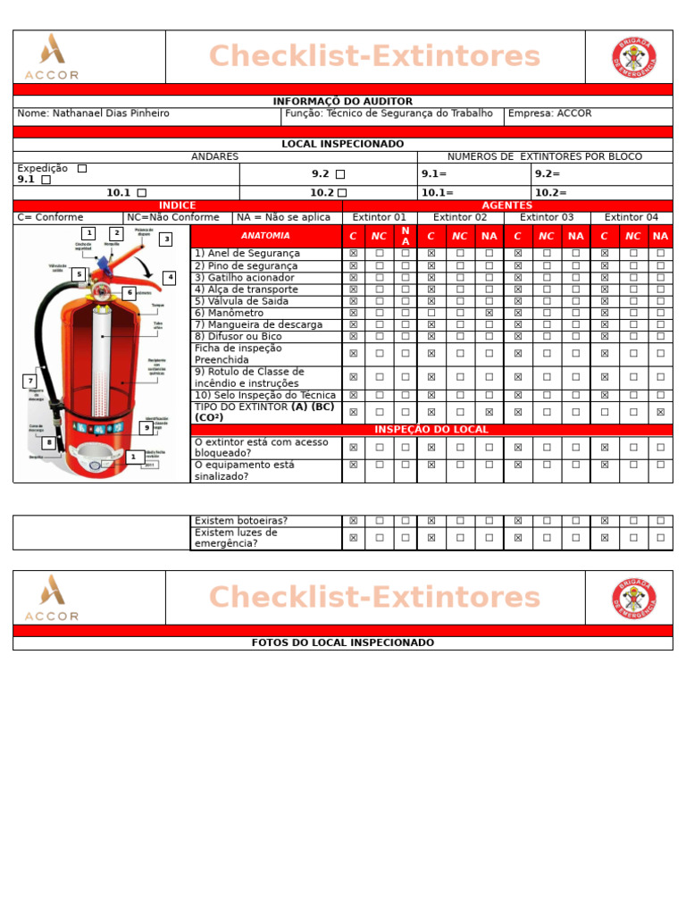 Cópia de Checklist - EXTINTOR - 2025 10.2 | PDF | Contenção do fogo ...