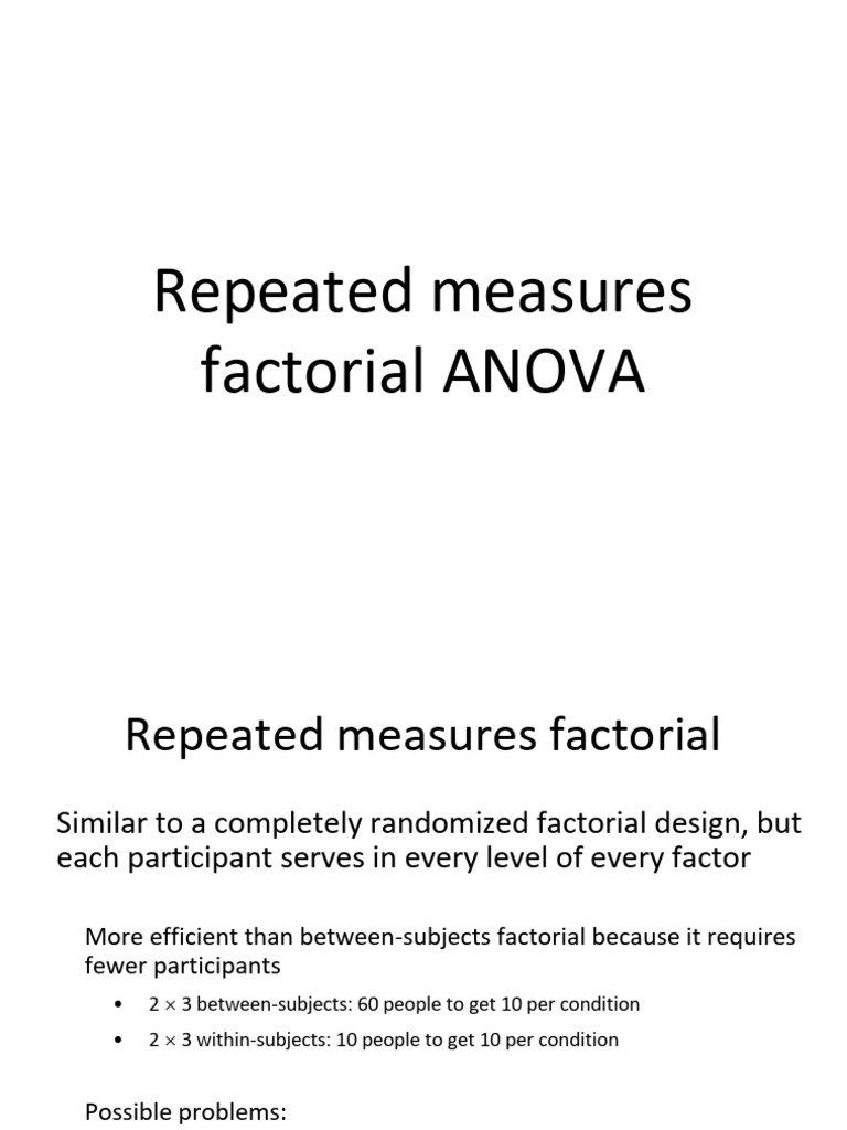 L11 - Repeated Measures Factorial - 1 Per Page | PDF | Errors And Residuals | Analysis Of Variance