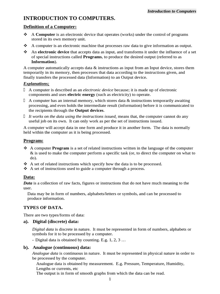 Introduction To Computers | PDF | Computer Data Storage | Personal Computers