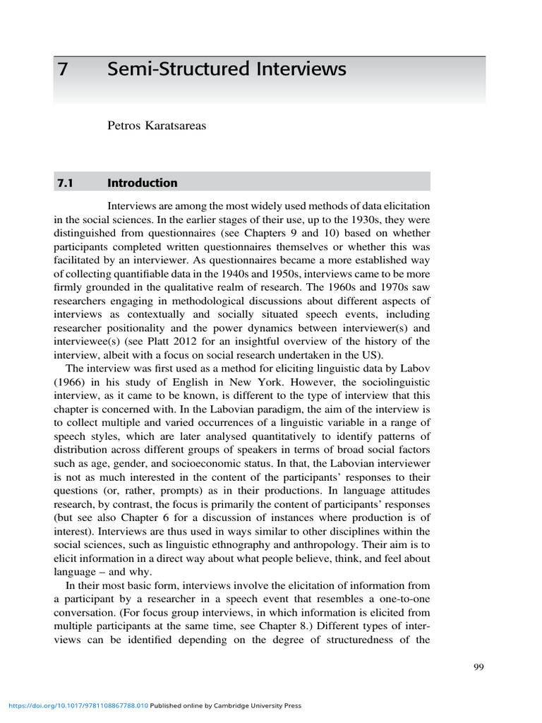 Semi Structured Interviews | PDF | Human Communication | Linguistics