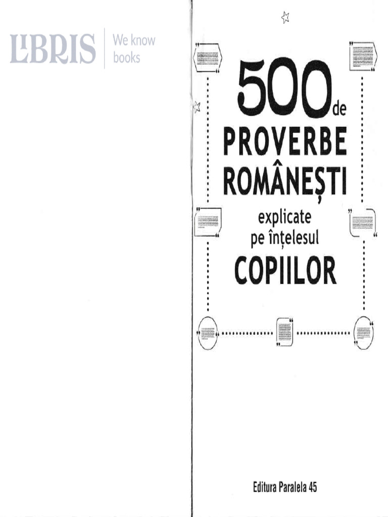 500 de Proverbe Romanesti Explicate Pe Intelesul Copiilor | PDF