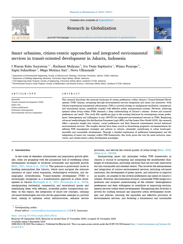 Smart Urbanism in Jakarta's TOD Development | PDF | Urban Planning ...
