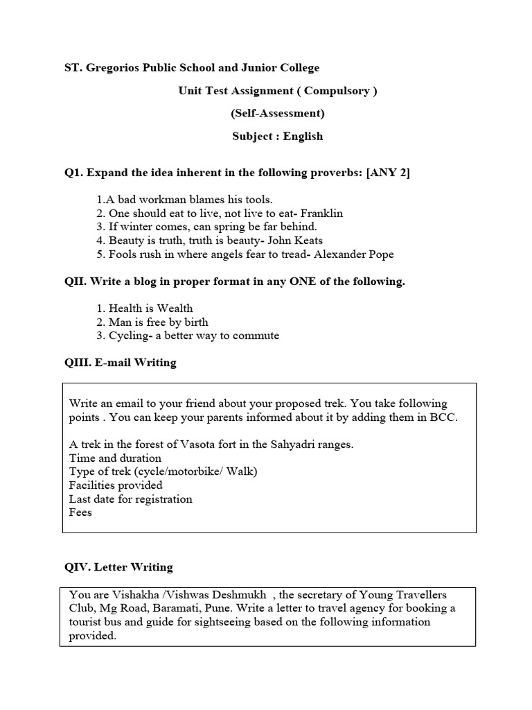 STD Xi English Assignment | PDF