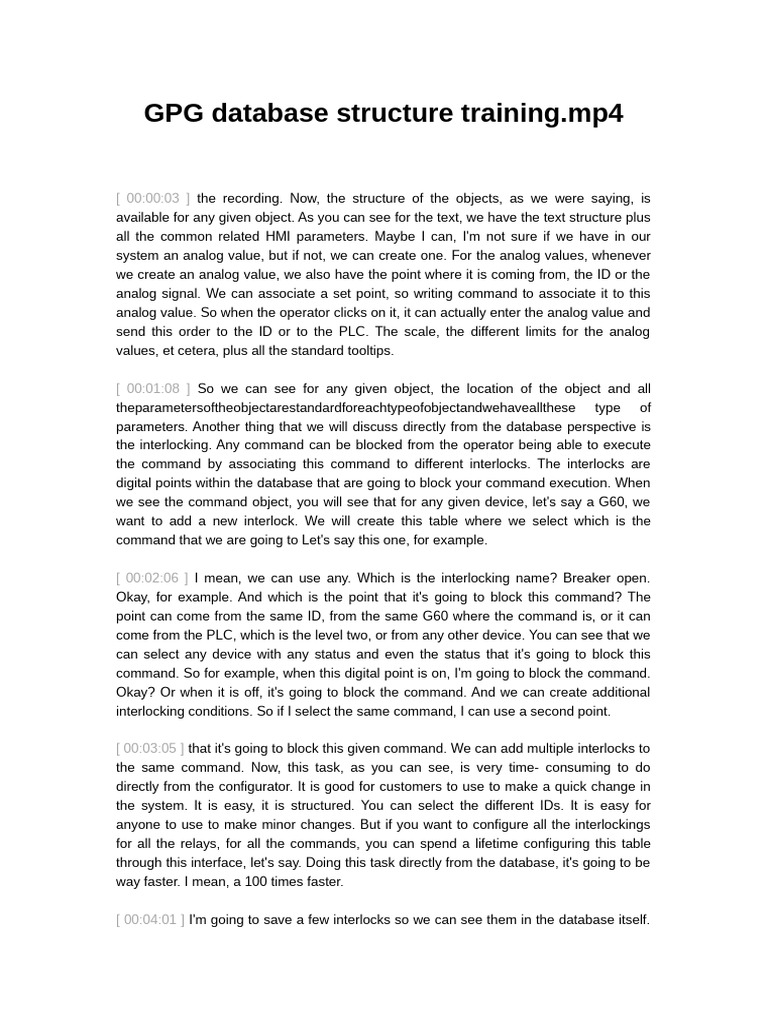 GPG Database Structure Training - mp4 | PDF | Programmable Logic Controller | Databases