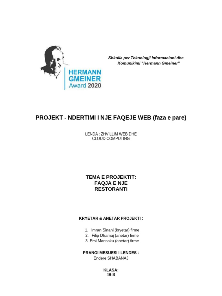 Projekti Faza e Pare | PDF