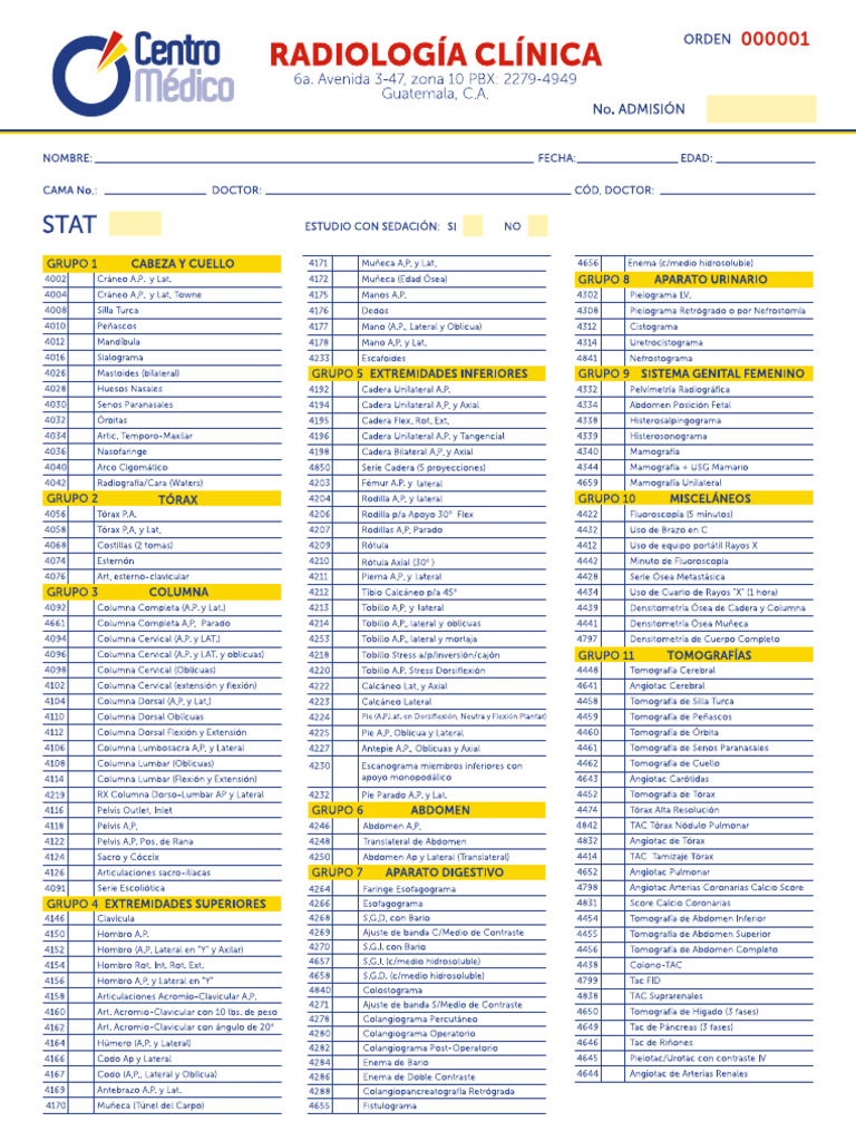F8454+Orden+Radiologia+Clinica+F+8.5x11+Plg+p 1 2 | PDF
