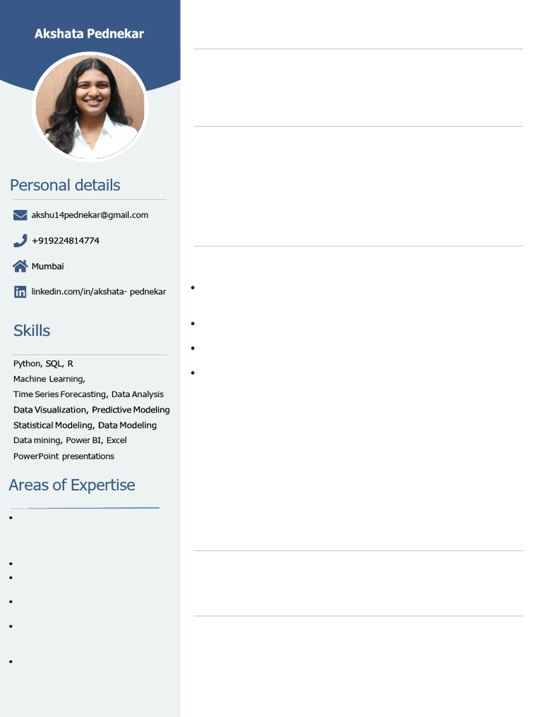 Akshata Pednekar Resume | PDF | Time Series | Machine Learning