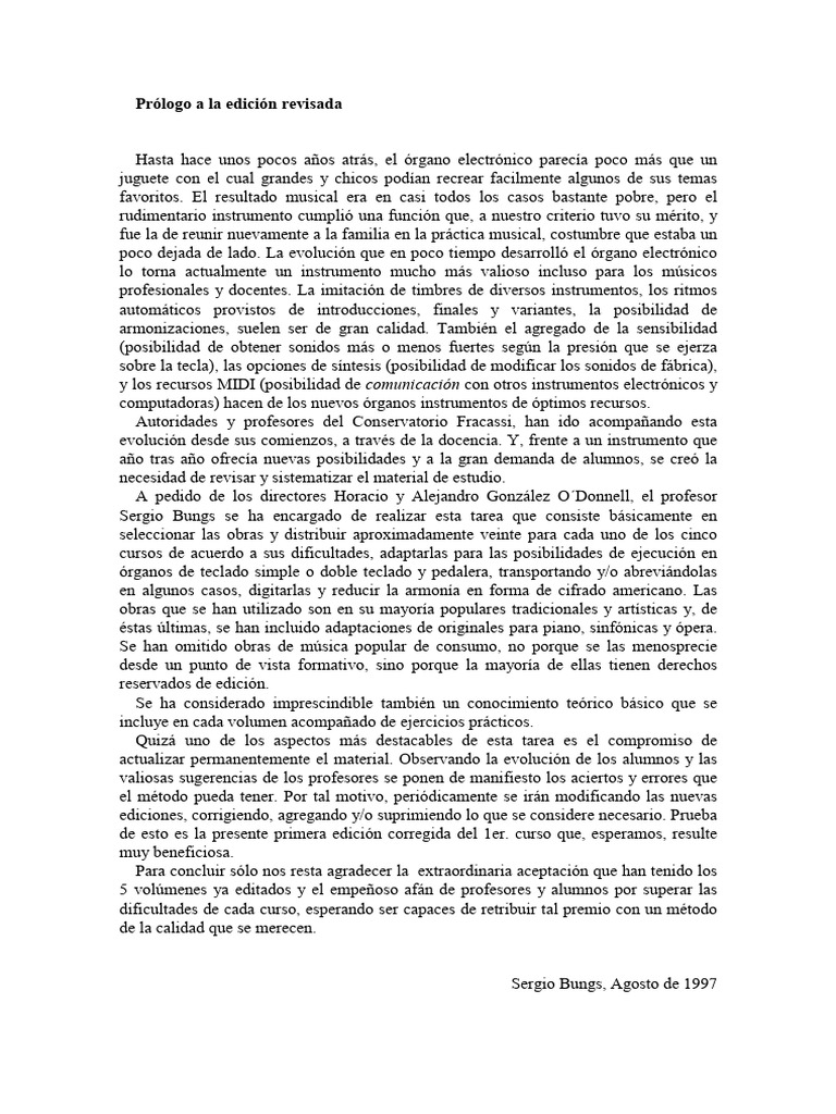 Organo 1 - 01 Prologo a la Edicion revisada 1998 | PDF | Instrumentos musicales