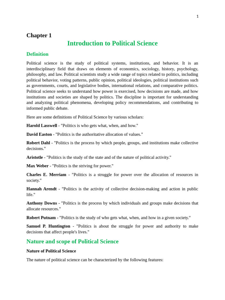 Introduction to Political Science Overview | PDF | Power (Social And ...